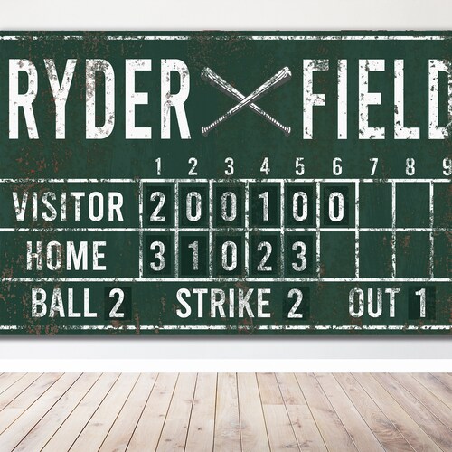 Custom Baseball Scoreboard Sign Vintage Gam Room Decor Man - Etsy
