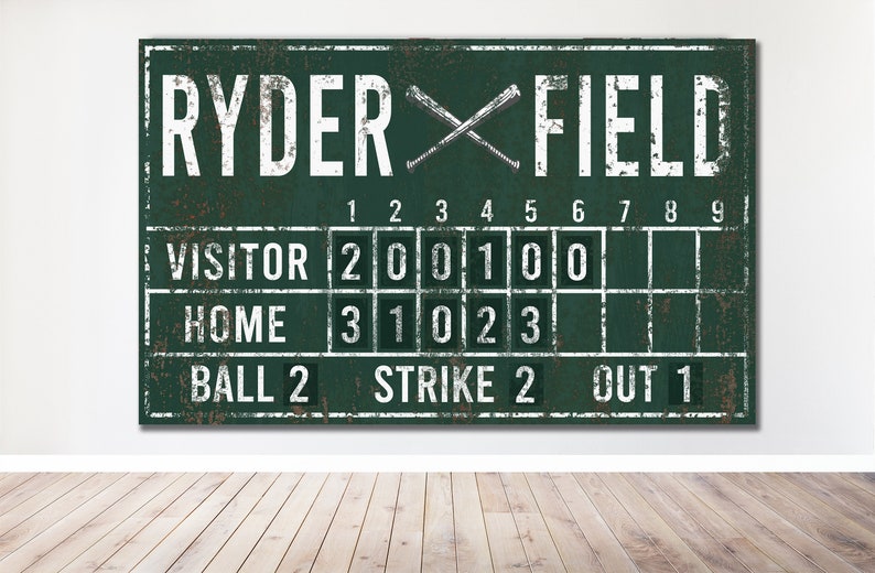 Custom Baseball Scoreboard Sign Vintage Game Room Decor Man Cave Decor ...