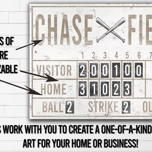 Custom Baseball Scoreboard Sign Vintage Game Room Decor Man Cave Decor ...