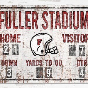 Custom Football Scoreboard Sign Vintage Distressed Rustic Canvas ...