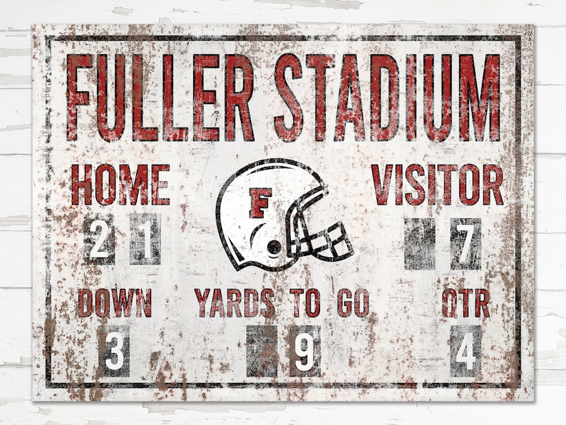 Custom Football Scoreboard Sign Vintage Distressed Rustic Canvas ...