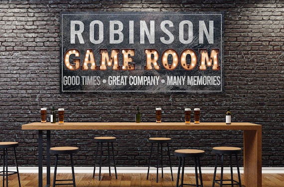 Custom Game Room Sign Arcade Sign Custom Name Sign Family - Etsy