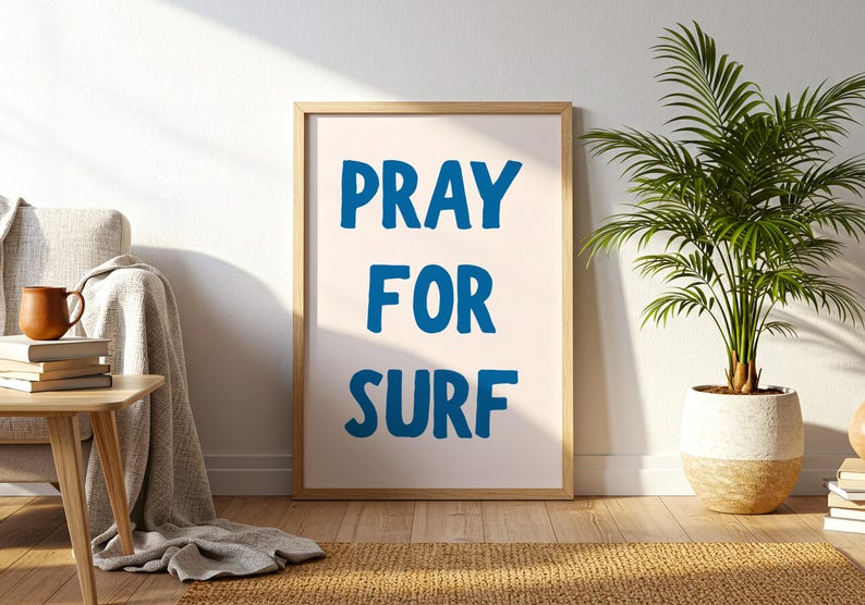 Pray for Surf Print: Preppy Coastal Wall Art (digital Download - Etsy