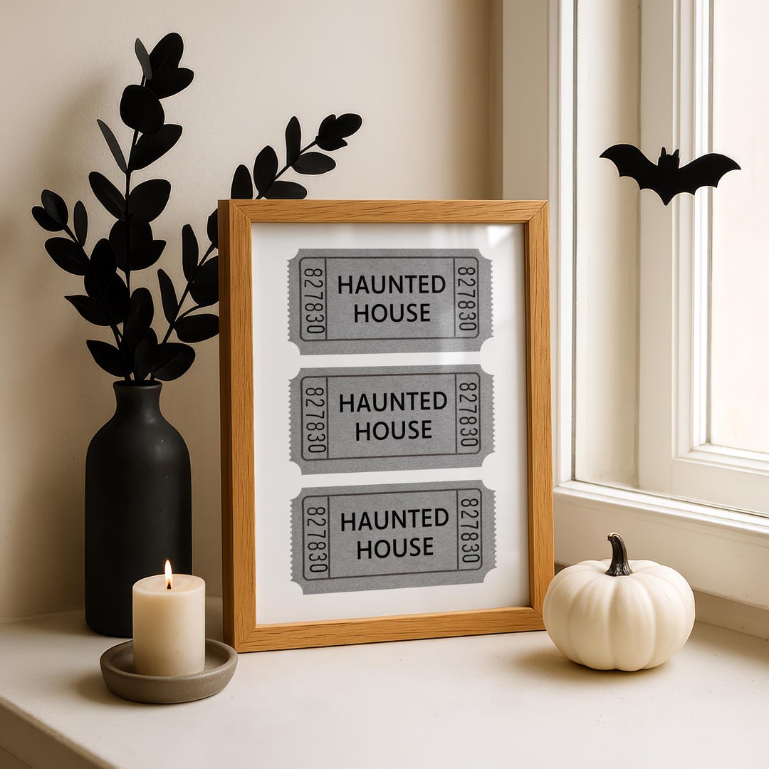 Vintage Halloween Ticket Print: Spooky Haunted House Decor (digital ...