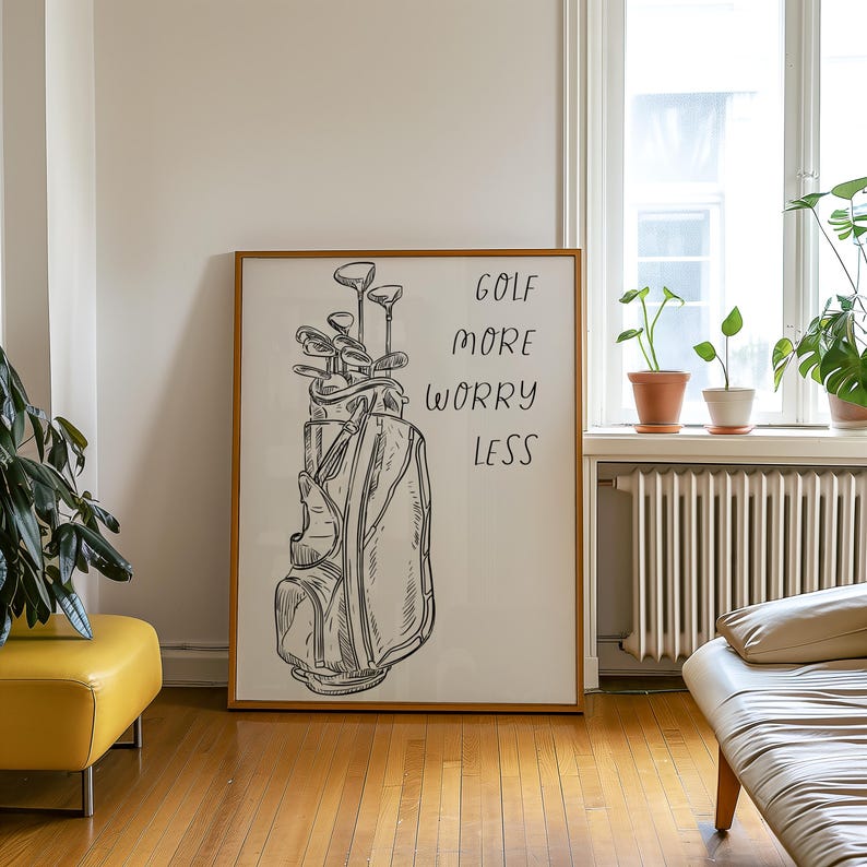 Minimalist Golf Bag Print: Modern Man Cave Decor (digital Download) - Etsy