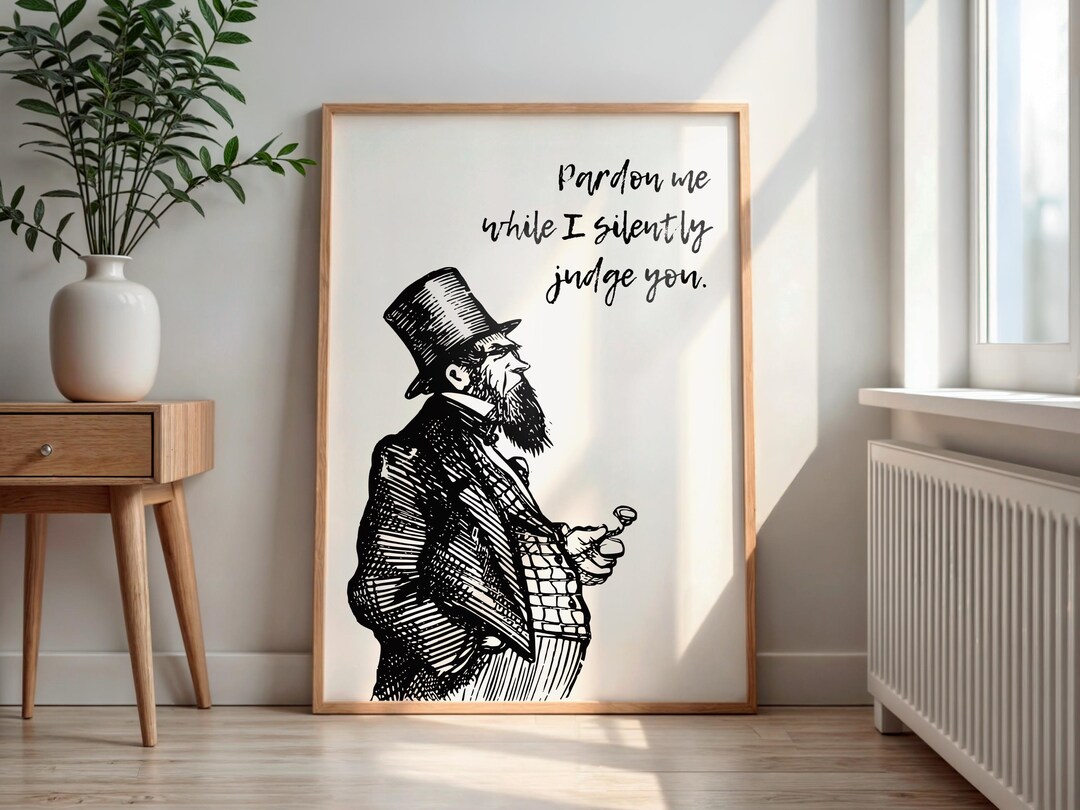 Funny Gentleman Quote Print: Vintage Snarky Art, Home Office Decor ...
