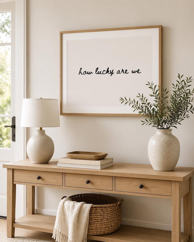 How Lucky Are We Print, Neutral Family Quote Wall Art, Minimalist ...