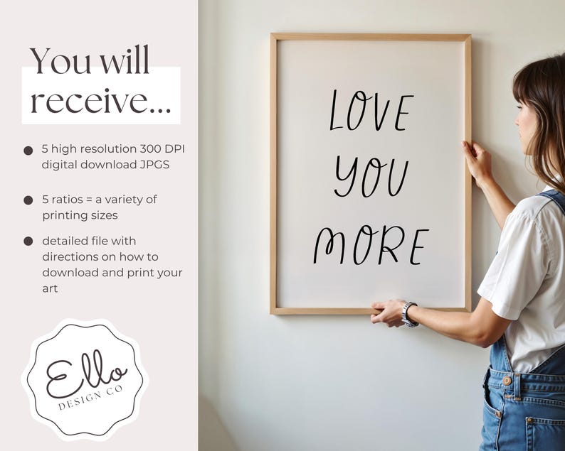 Love You More Print | Minimalist Bedroom Wall Art (digital Download) - Etsy