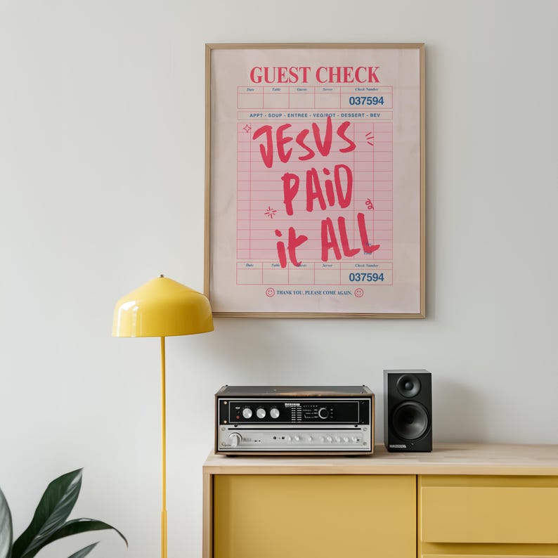 Jesus Paid It All Print | Retro Diner Christian Art (digital Download ...