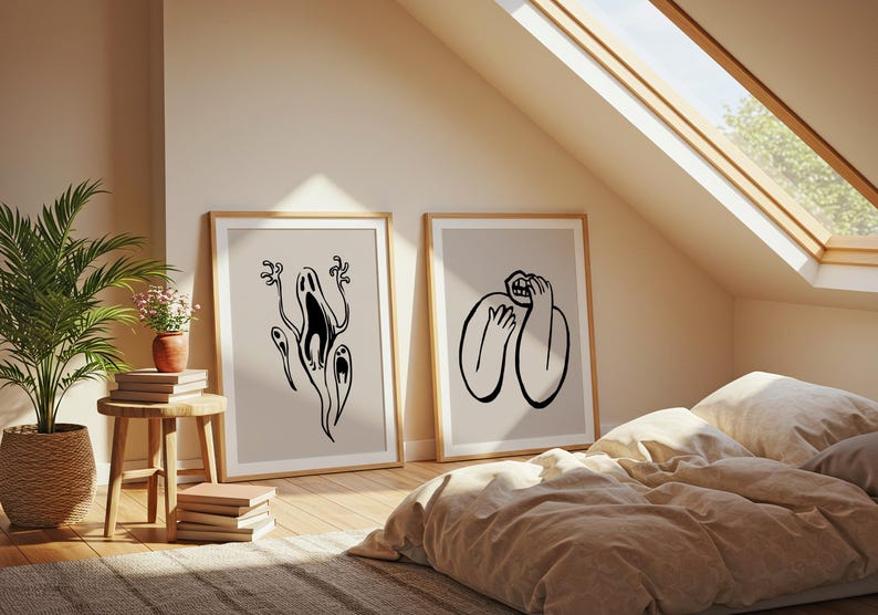 Ghost Print Set | Spooky Abstract Halloween Art (digital Download) - Etsy