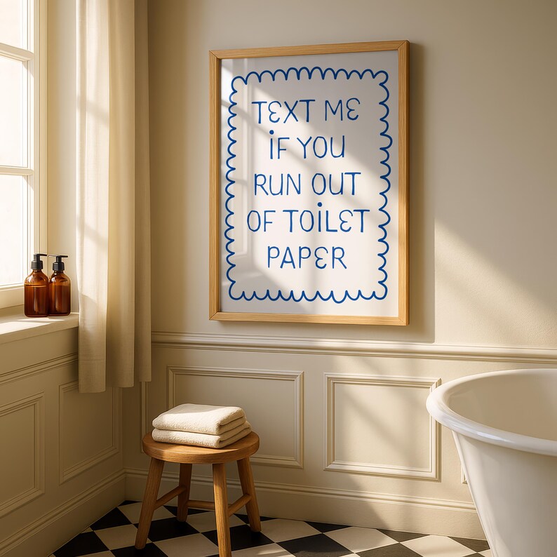 Funny Bathroom Sign: Modern Farmhouse Decor - Text Me Toilet Paper ...
