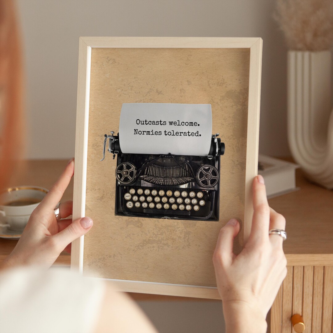 Wednesday Addams Typewriter Print: Outcasts Welcome, Dark Humor ...