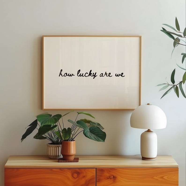 How Lucky Are We Print, Neutral Family Quote Wall Art, Minimalist ...