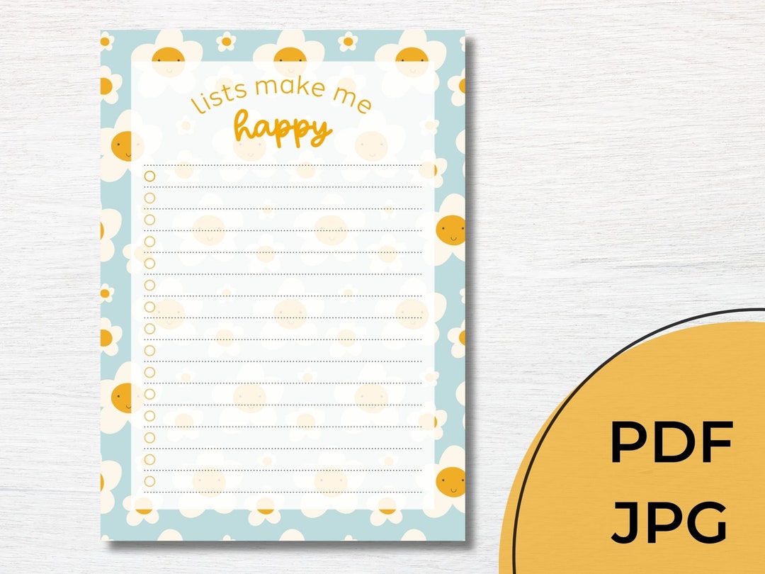 Printable to Do List, Notepad Printable, Lists Make Me Happy, Bright ...