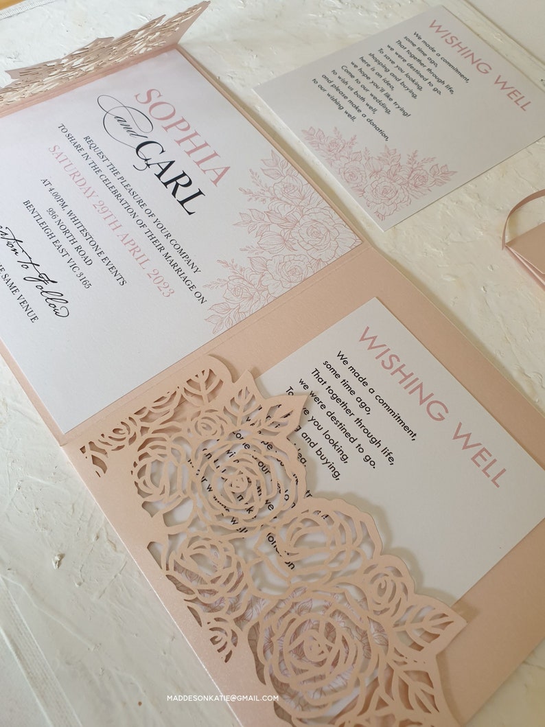 Etsy Wedding Invitations 2022 Wedding Cards Laser Cut Pocket | Etsy