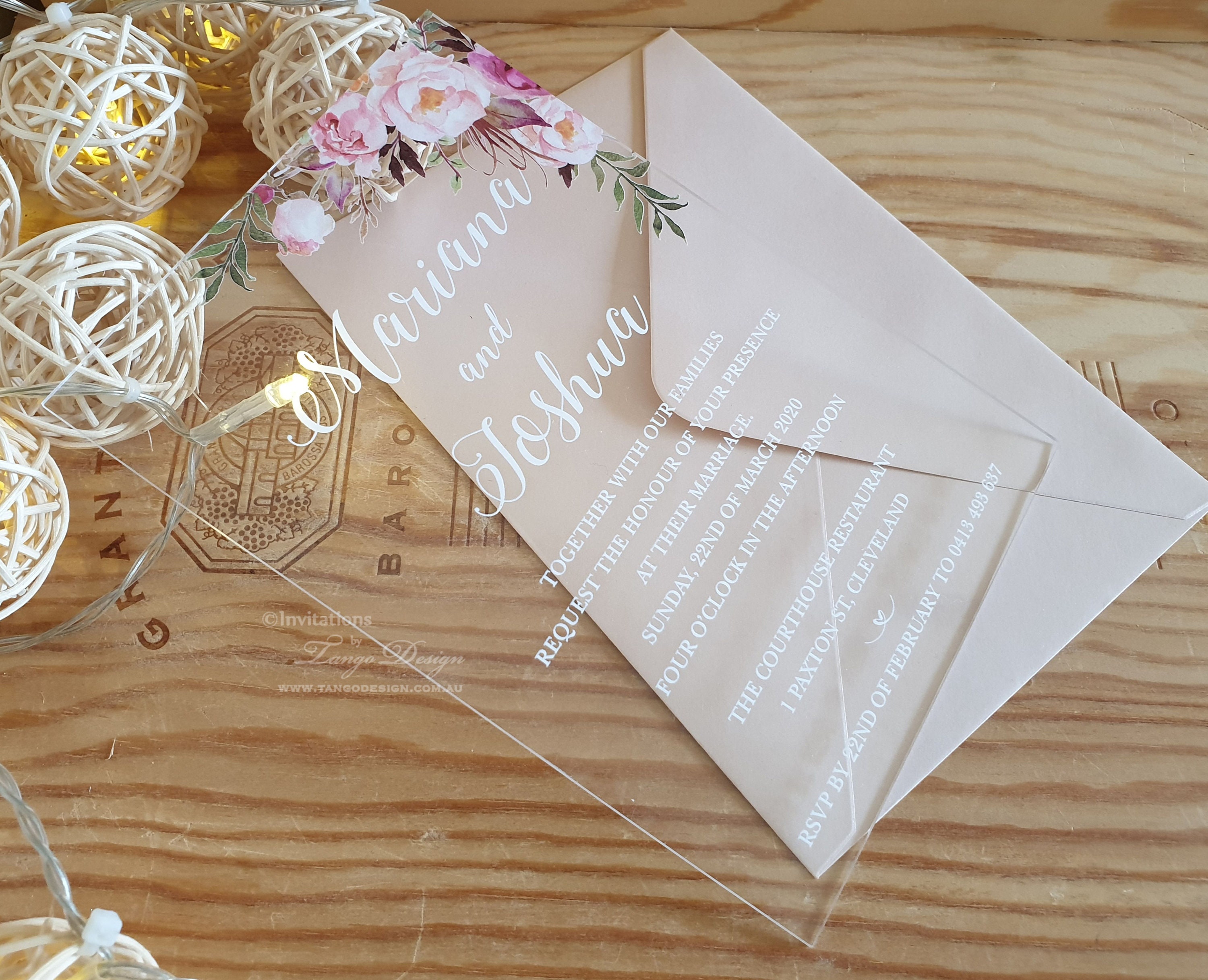 Acrylic Wedding Invitations, Clear Invitation, Boho Wedding Invites ...