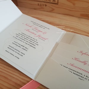 ELEGANT Beach Invitations Wedding Card Pocket SET. Destination Tropical ...