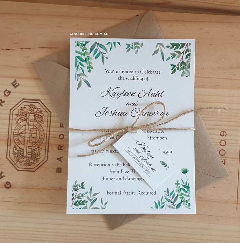 Botanical Wedding Invitation. Printed Modern Bohemian Wedding Set ...