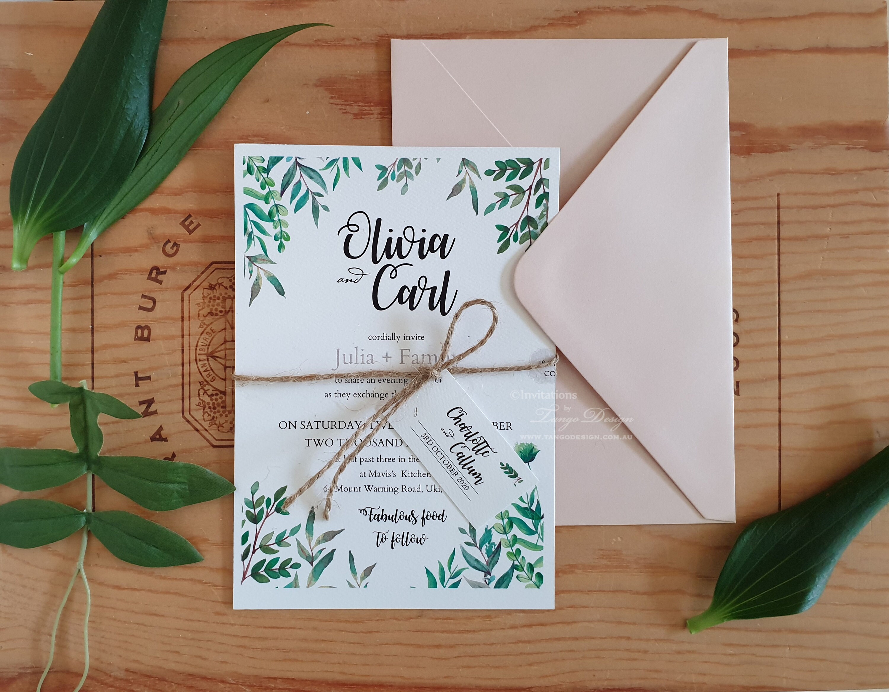 Botanical Wedding Invitation. Printed Modern Bohemian Wedding Set ...