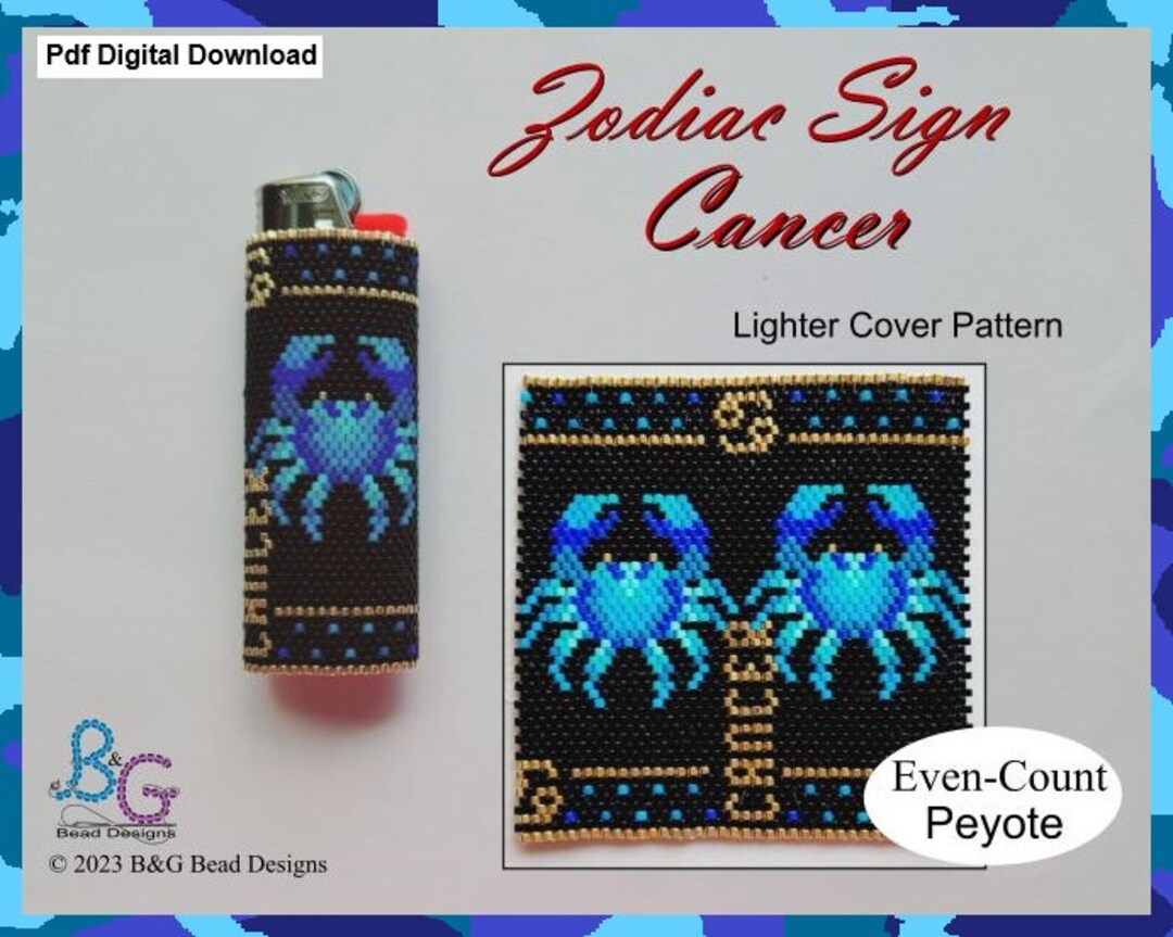 ZODIAC SIGN - CANCER Peyote Lighter Cover Pattern – Pdf Digital ...