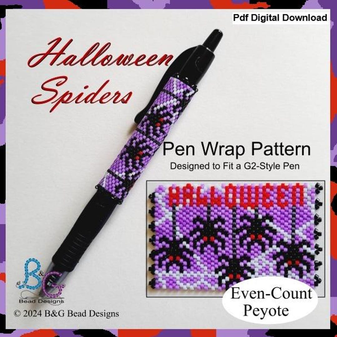 HALLOWEEN SPIDERS Peyote Pen Wrap Pattern – Pdf Digital Download - Etsy