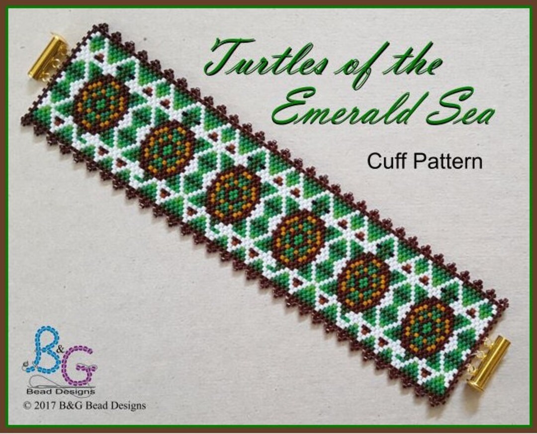 TURTLES of the EMERALD SEA Peyote Cuff Bracelet Pattern - Etsy