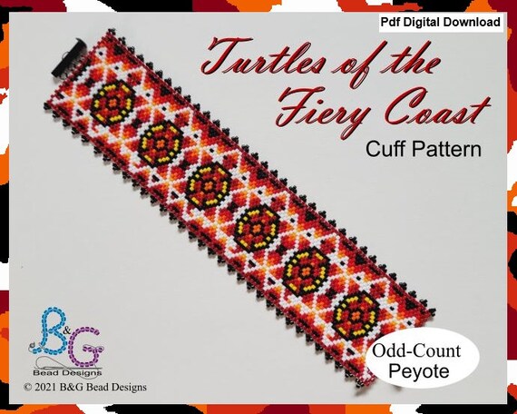 TURTLES of the FIERY COAST Peyote Cuff Bracelet Pattern Pdf - Etsy
