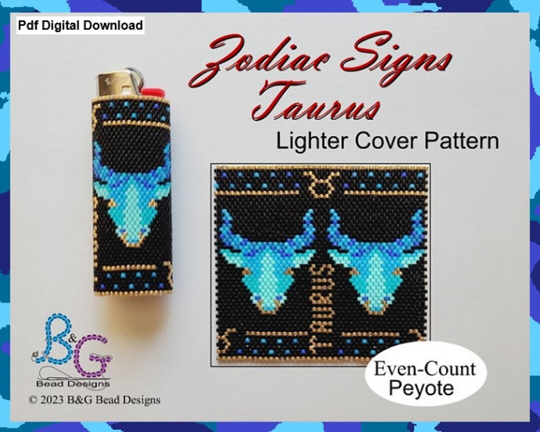 ZODIAC SIGN - TAURUS Peyote Lighter Cover Pattern – Pdf Digital ...