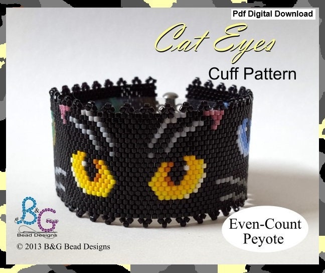 CAT EYES Peyote Cuff Bracelet Pattern - Pdf Digital Download - Etsy