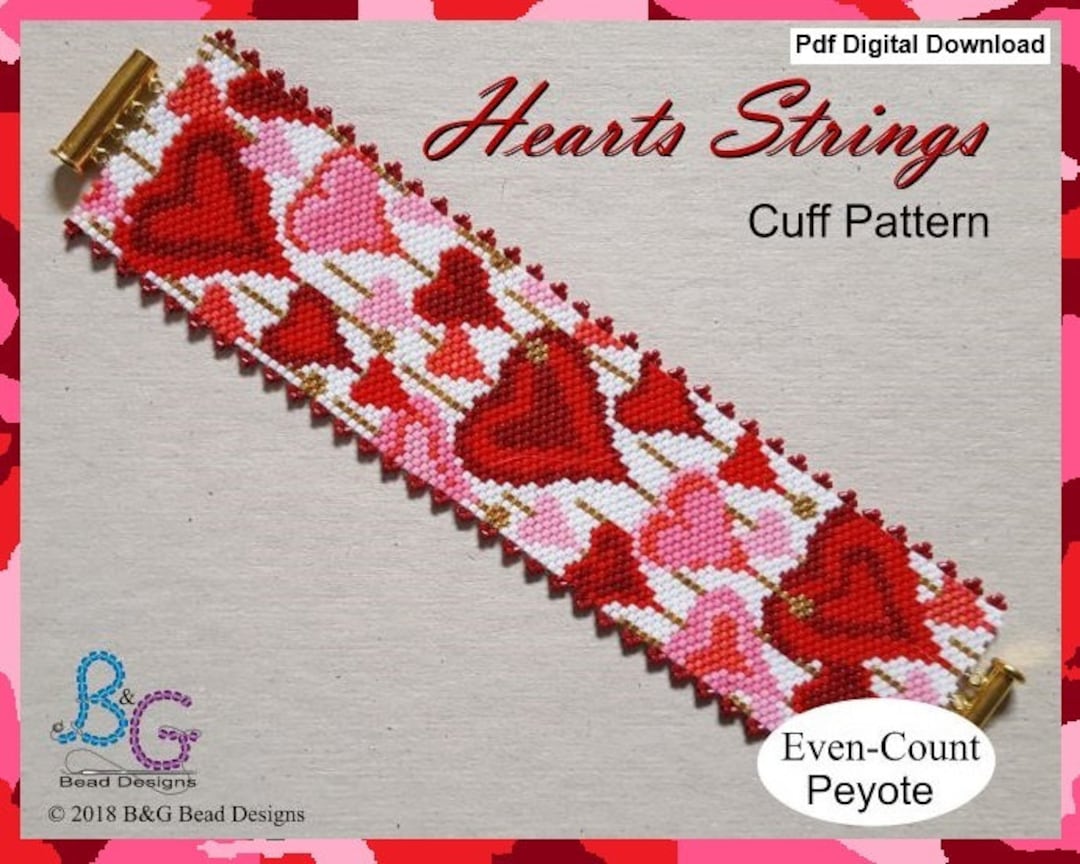 HEART STRINGS Peyote Bracelet Cuff Pattern - Pdf Digital Download - Etsy