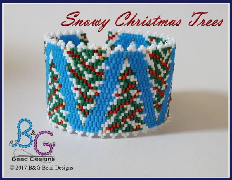 SNOWY CHRISTMAS TREES Peyote Bracelet Cuff Pattern - Etsy