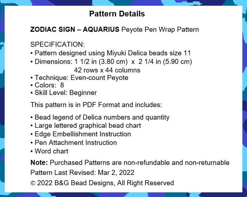 ZODIAC SIGN – AQUARIUS Peyote Pen Wrap Pattern – Pdf Digital Download ...