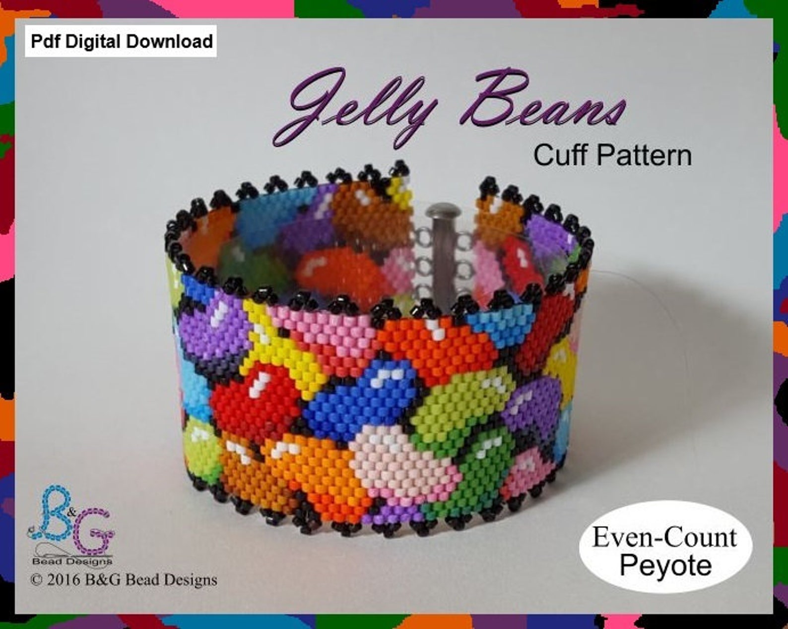 JELLY BEANS Peyote Cuff Bracelet Pattern Pdf Digital - Etsy
