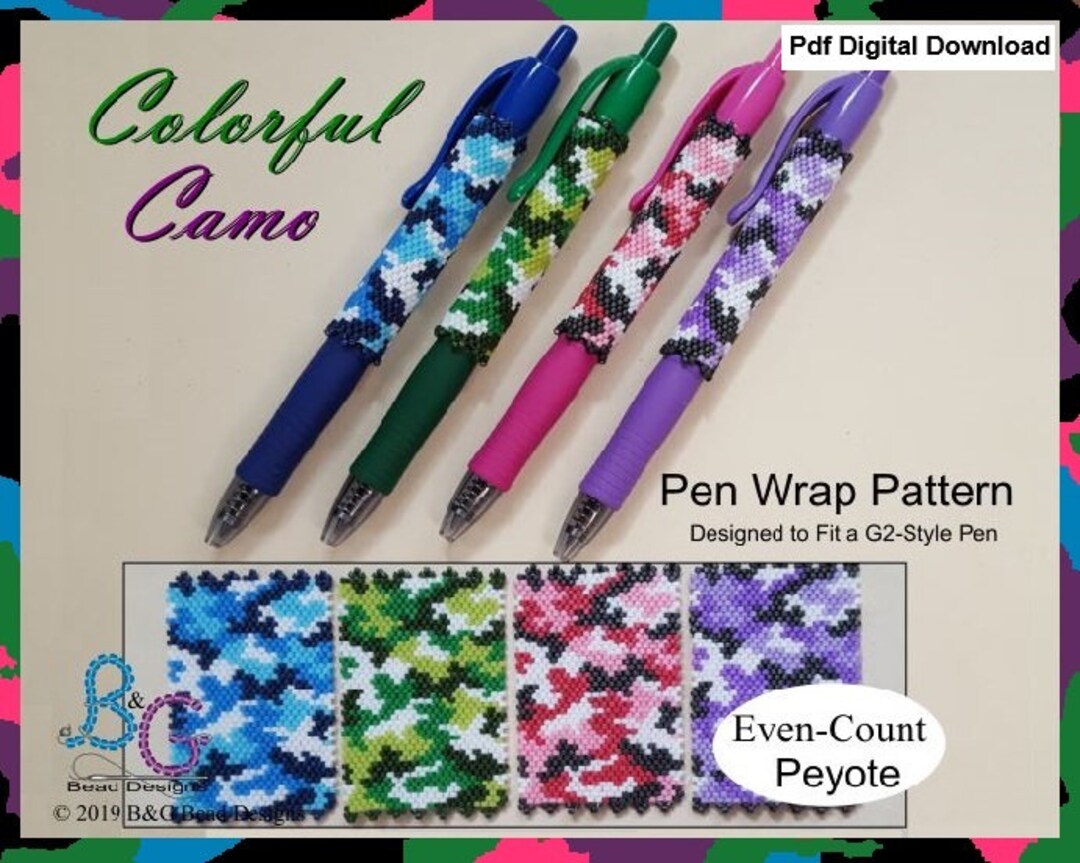 COLORFUL CAMO Peyote Pen Wrap Pattern Ebook - Pdf Digital Download - Etsy