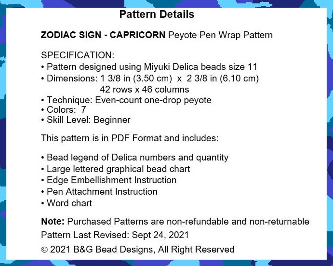 ZODIAC SIGN - CAPRICORN Peyote Pen Wrap Pattern – Pdf Digital Download ...