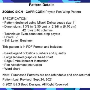 ZODIAC SIGN - CAPRICORN Peyote Pen Wrap Pattern – Pdf Digital Download ...
