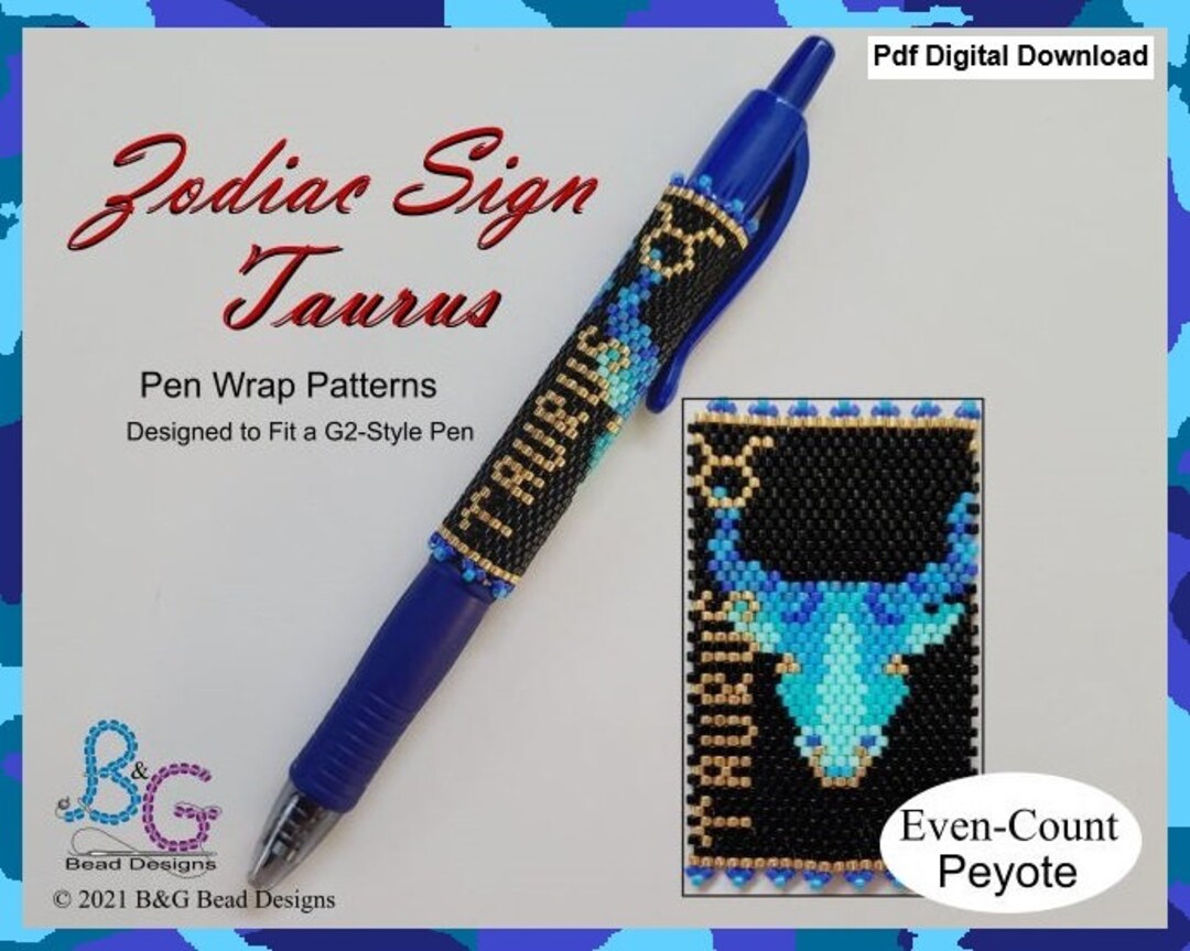 ZODIAC SIGN – TAURUS Peyote Pen Wrap Pattern – Pdf Digital Download - Etsy