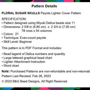 FLORAL SUGAR SKULLS Peyote Lighter Cover Pattern – Pdf Digital Download ...