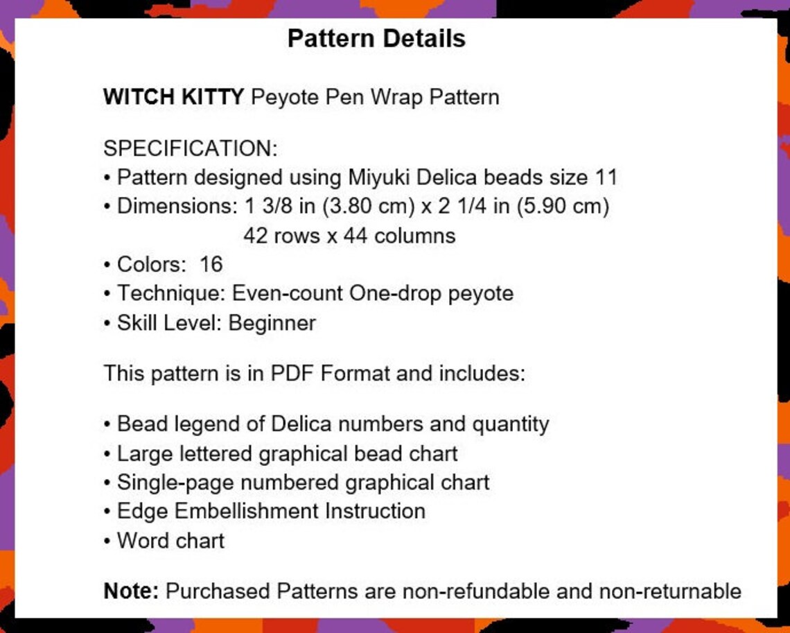 WITCH KITTY Peyote Pen Wrap Pattern Pdf Digital Download - Etsy