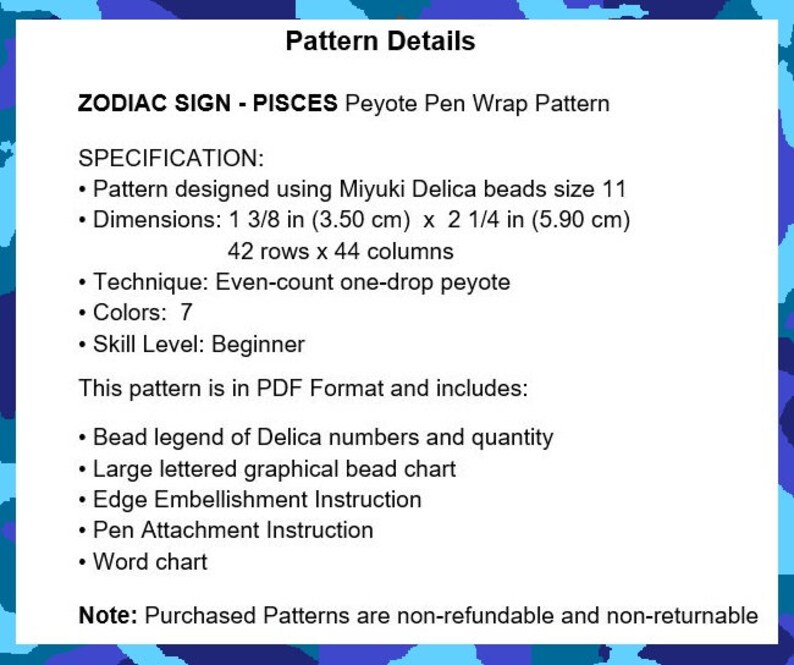 ZODIAC SIGN PISCES Peyote Pen Wrap Pattern Pdf Digital - Etsy