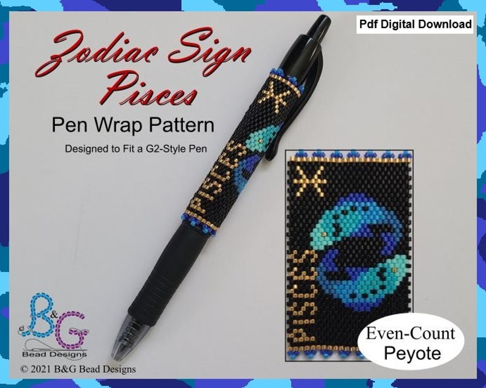 ZODIAC SIGN PISCES Peyote Pen Wrap Pattern Pdf Digital - Etsy