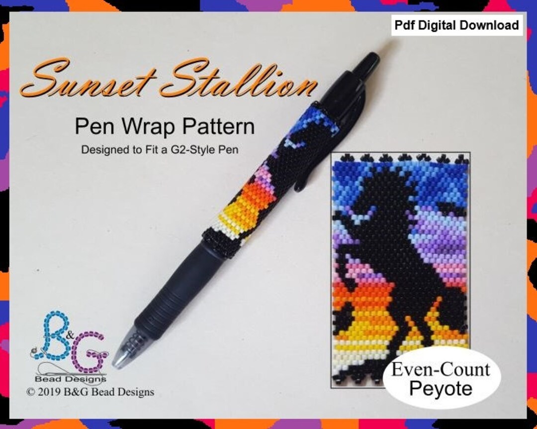 SUNSET STALLION Peyote Pen Wrap Pattern - Pdf Digital Download - Etsy