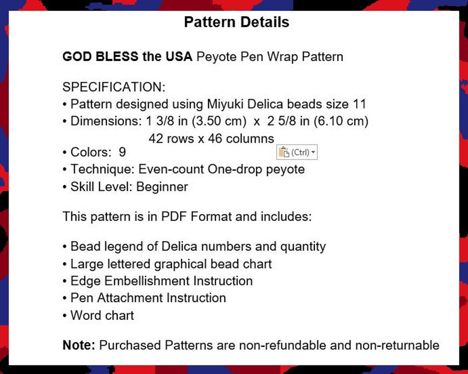 GOD BLESS the USA Peyote Pen Wrap Pattern Pdf Digital | Etsy