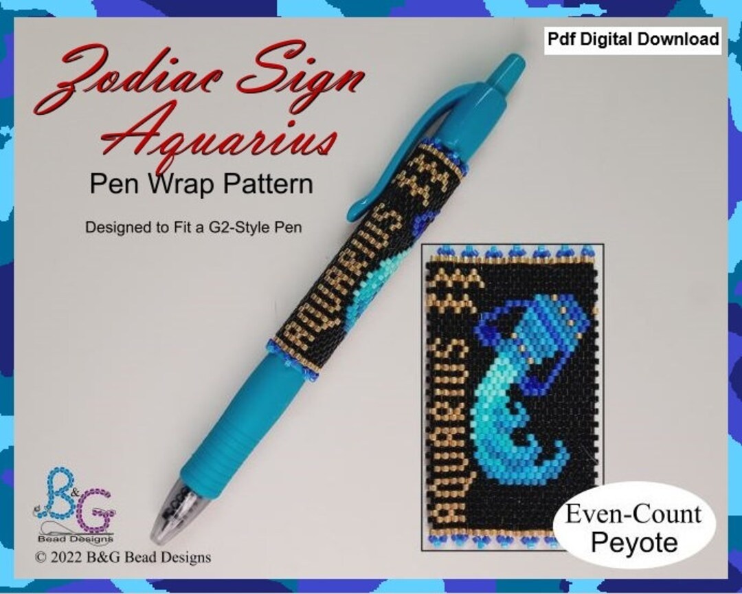 ZODIAC SIGN – AQUARIUS Peyote Pen Wrap Pattern – Pdf Digital Download ...