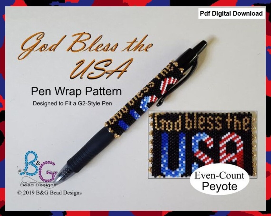 GOD BLESS the USA Peyote Pen Wrap Pattern Pdf Digital | Etsy