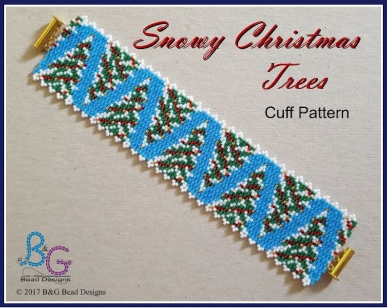 SNOWY CHRISTMAS TREES Peyote Bracelet Cuff Pattern - Etsy