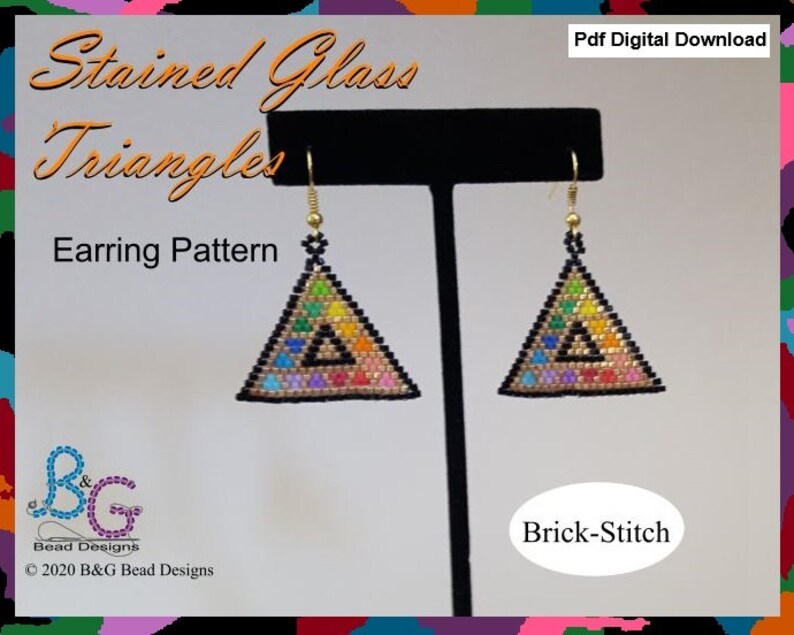 STAINED GLASS TRIANGLES Brick-stitch Earrings Pattern pdf - Etsy
