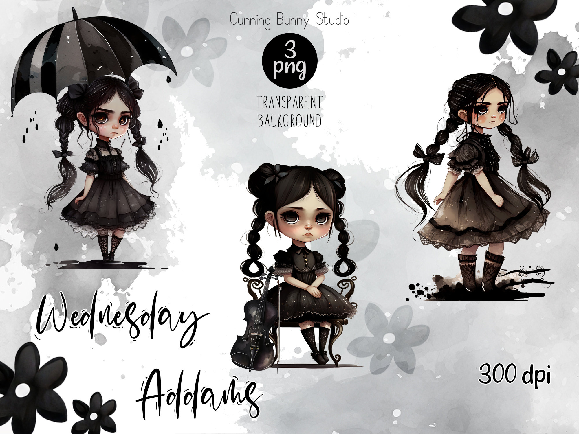 Clipart Wednesday Addams Addams Family Transparent Png - Etsy