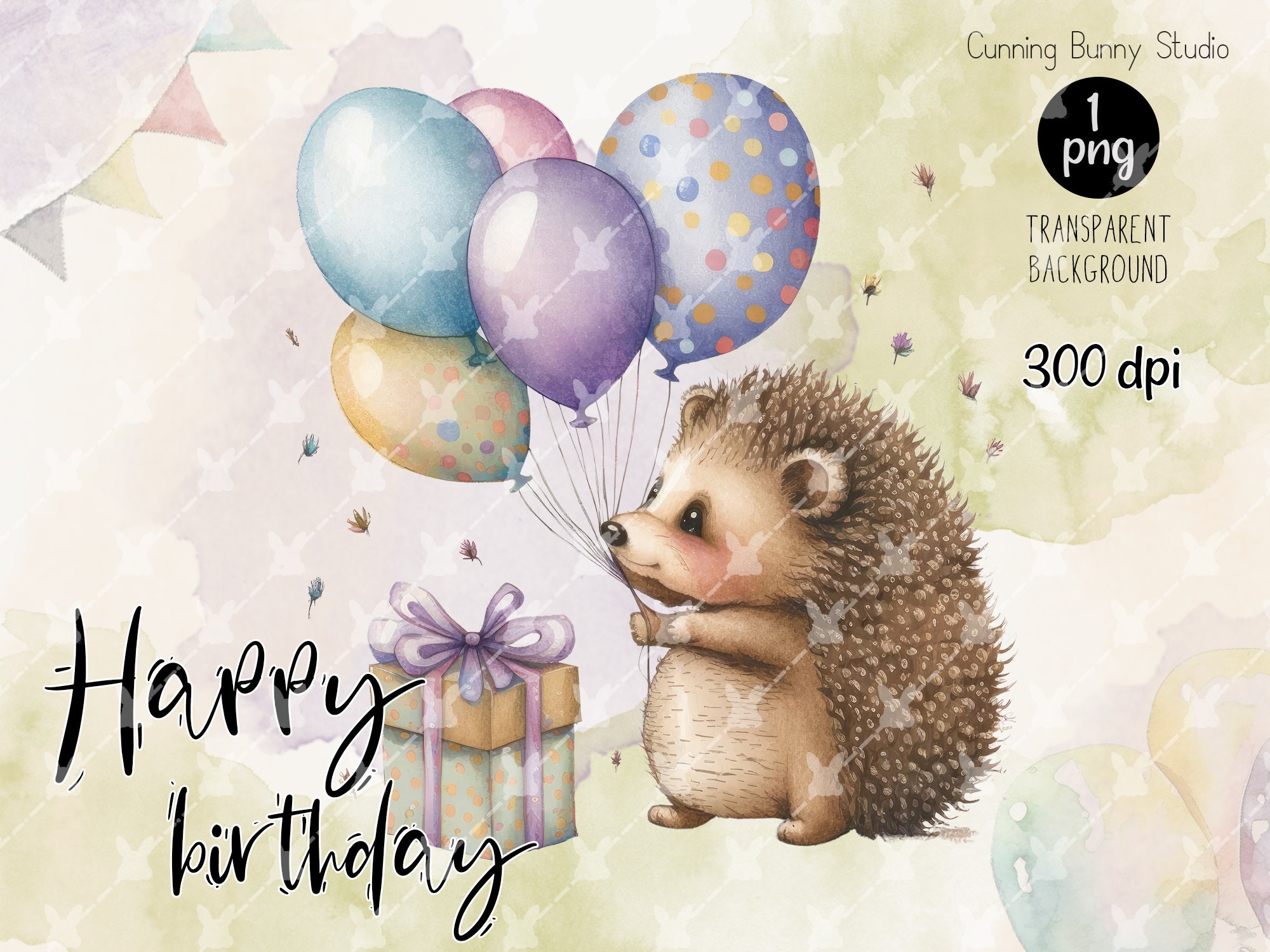 Happy Birthday Hedgehog Clipart