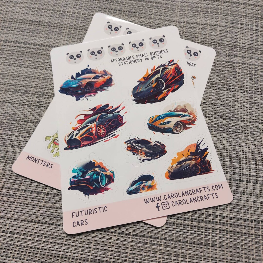 Cute Sticker Sheet Futuristic Cars Themed Planner Stickers Journaling ...